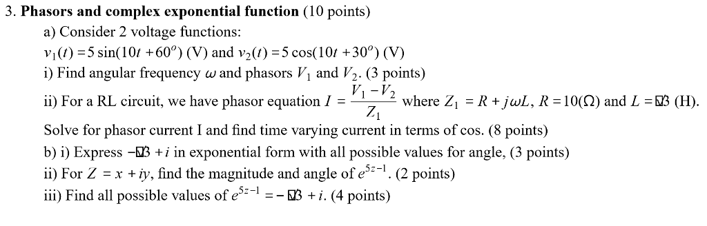 Solved 3. Phasors and complex exponential function (10 | Chegg.com