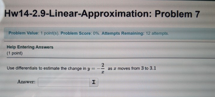 Solved Hw14-2.9-Linear-Approximation: Problem 7 Problem | Chegg.com