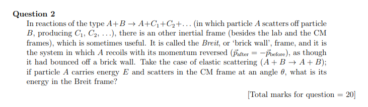 Solved Question 2 In reactions of the type A+B→A+C1+C2+… (in | Chegg.com