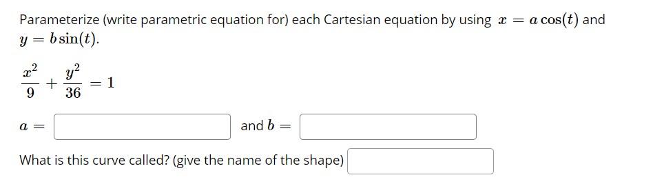 Solved Parameterize (write parametric equation for) each | Chegg.com
