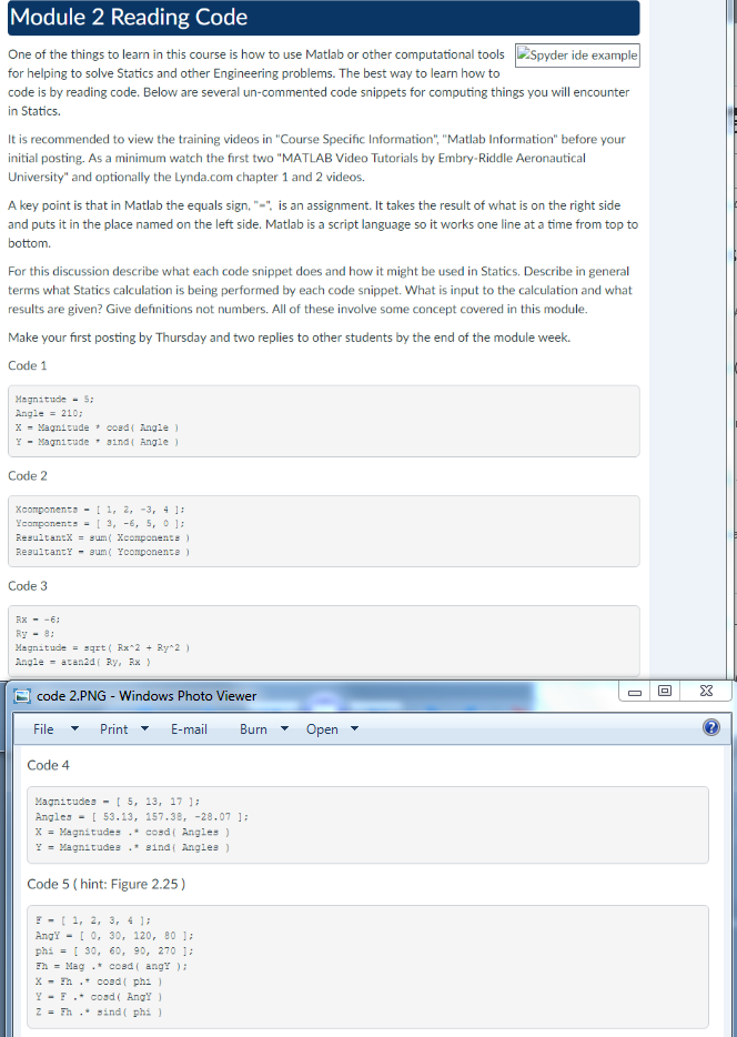 Solved Module 2 Reading Code One of the things to learn in | Chegg.com