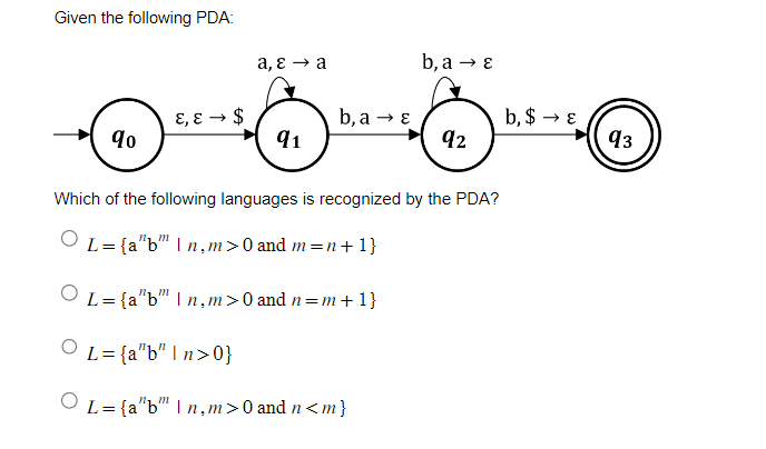 Solved Given the following PDA: Which of the following | Chegg.com Solved Given the following PDA: Which of the following | Chegg.com