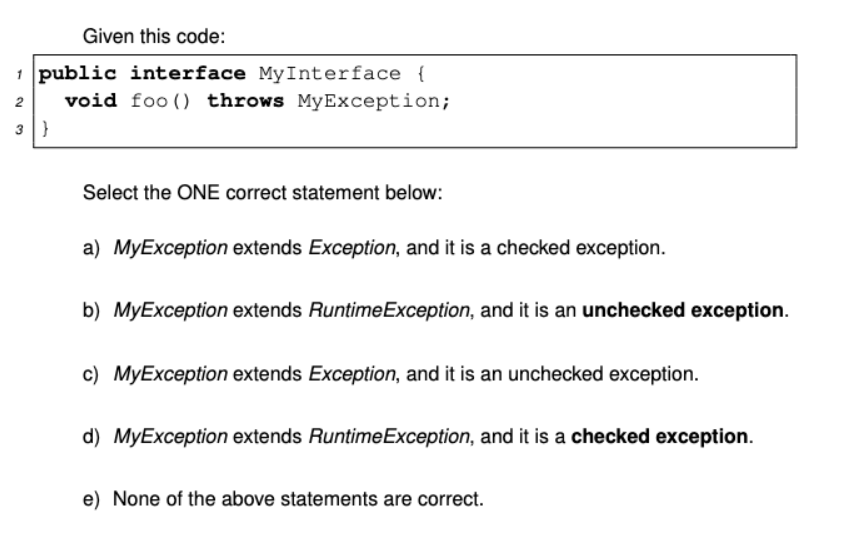 Solved Given this code: 1 public interface MyInterface { | Chegg.com
