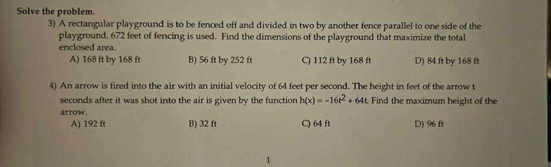 Solved Solve the problem. 3) A rectangular playground is to | Chegg.com