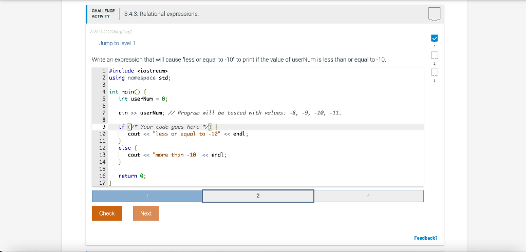 Solved CHALLENGE ACTIVITY 3.4.3: Relational expressions. | Chegg.com