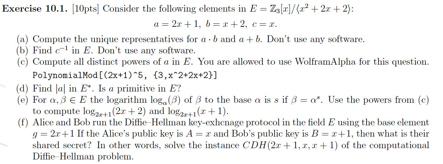 Solved xercise 10.1. [10pts] Consider the following elements | Chegg.com