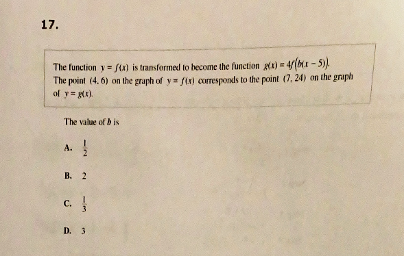 Solved The function y=f(x) is transformed to become the | Chegg.com
