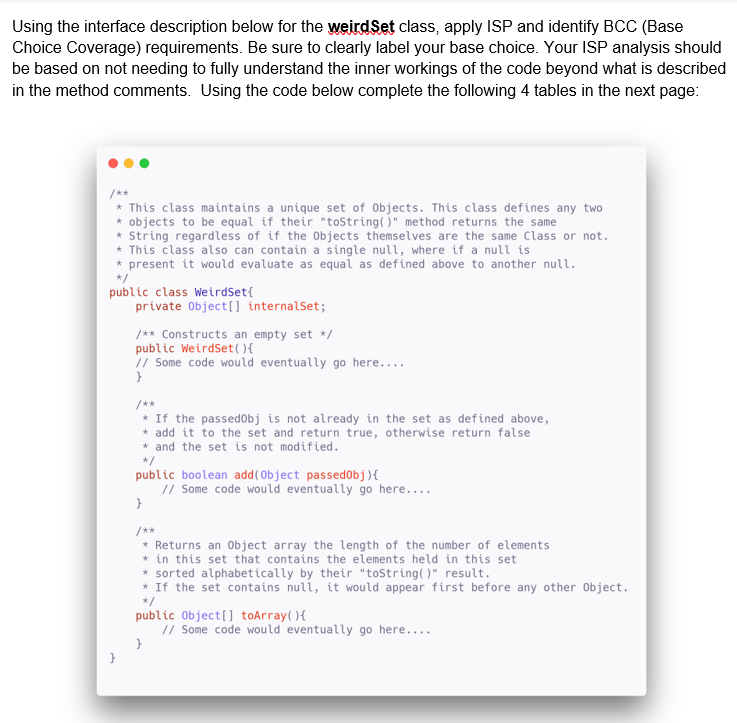 Solved Using the interface description below for the | Chegg.com