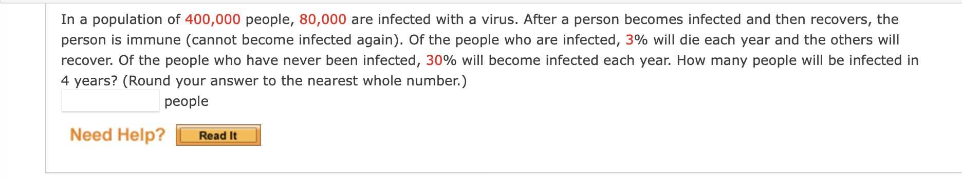 Solved In a population of 400,000 people, 80,000 are | Chegg.com