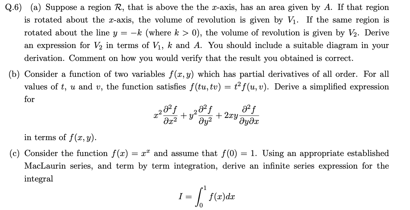 Solved Q.6) (a) Suppose a region R, that is above the the | Chegg.com