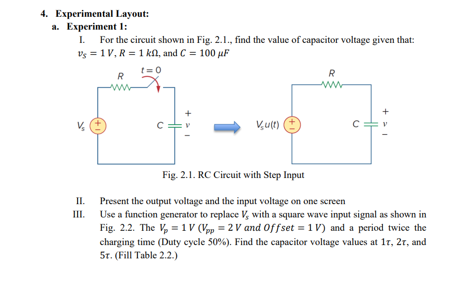 Solved Experimental Layout: a. Experiment 1: I. For the | Chegg.com