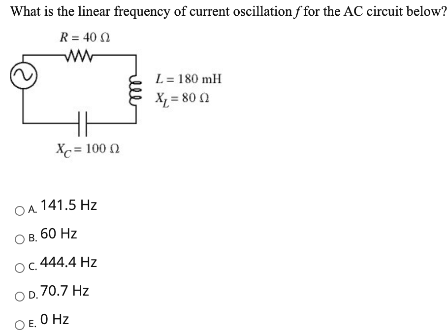 Solved What is the linear frequency of current oscillation f | Chegg.com