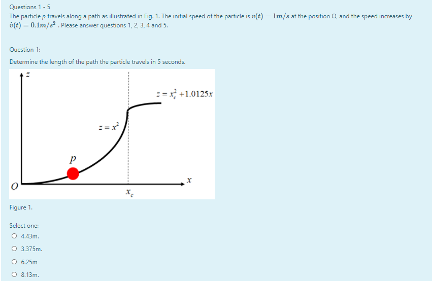 Solved Questions 1 - 5 The particle p travels along a path | Chegg.com