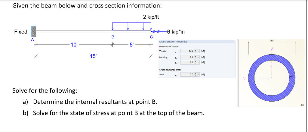 Solved Given the beam below and cross section information: 2 | Chegg.com