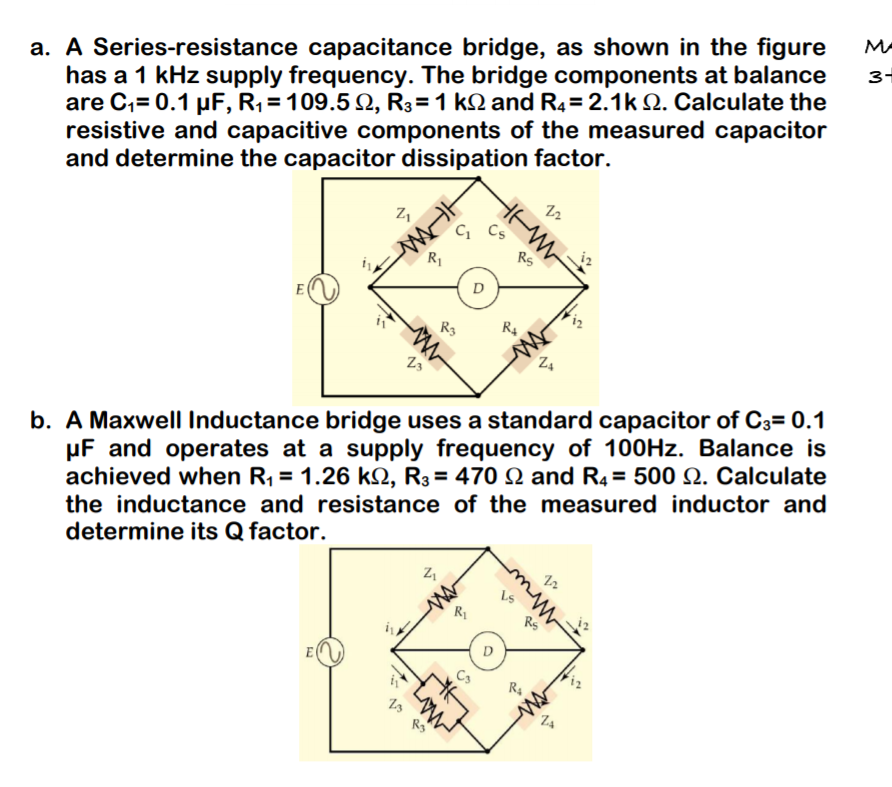 Solved M 3- a. A Series-resistance capacitance bridge, as | Chegg.com