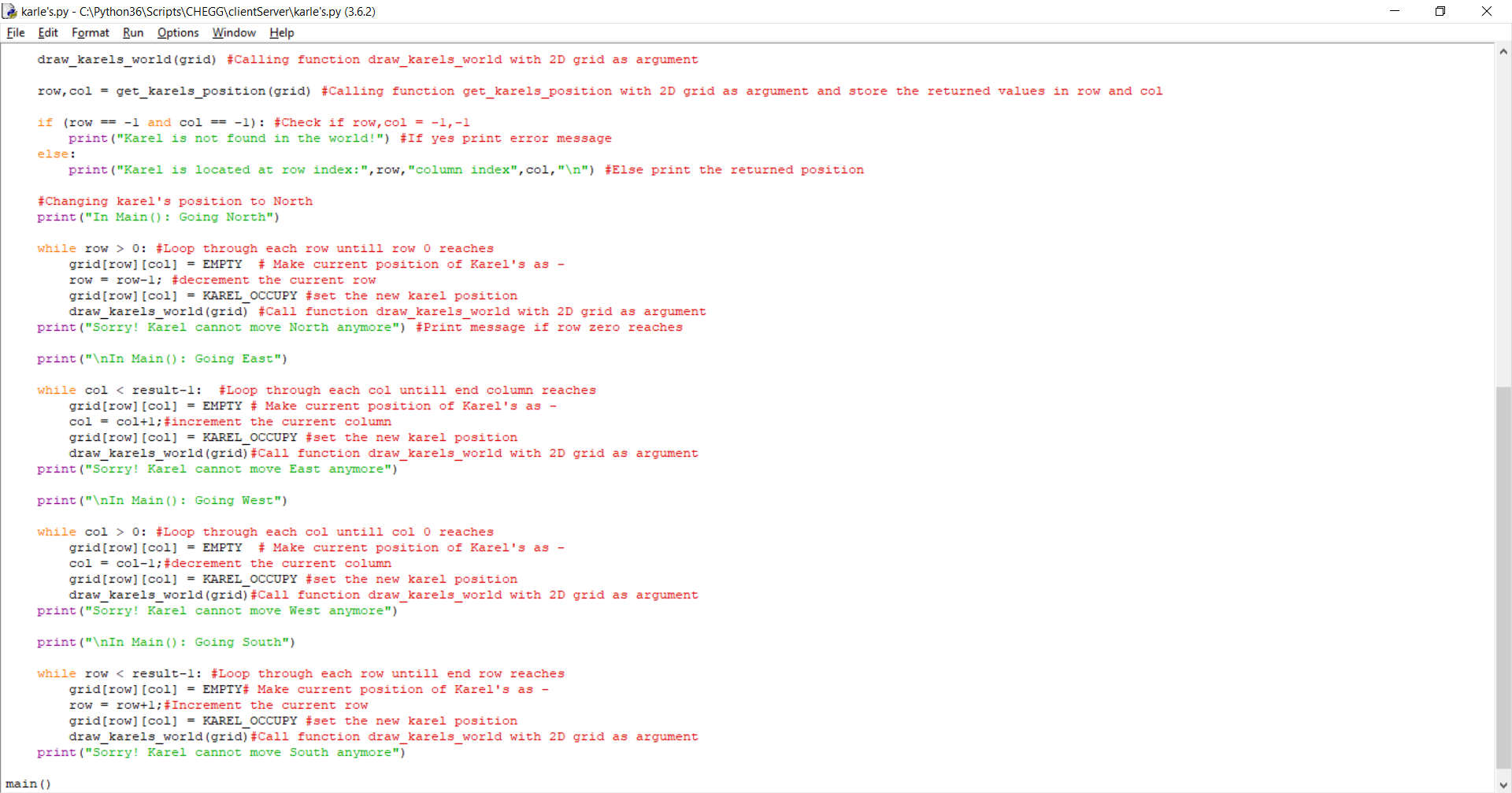 Solved Le karle's.py - C:\Python36\Scripts | Chegg.com