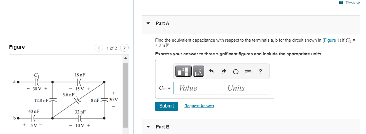 Solved Find the equivalent capacitance with respect to the | Chegg.com