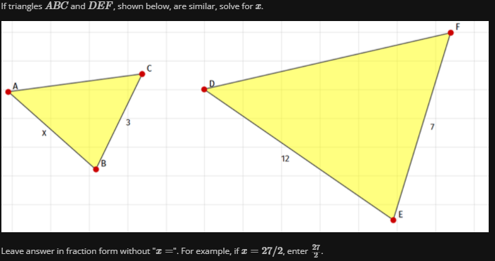 Solved If triangles ABC and DEF, shown below, are similar, | Chegg.com