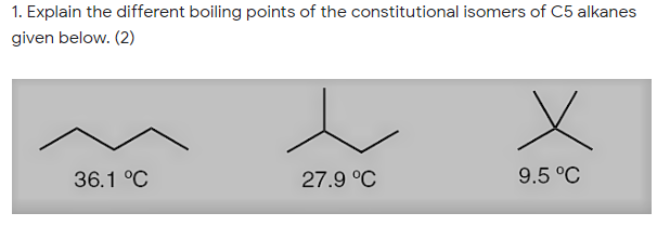 Solved 1. Explain the different boiling points of the | Chegg.com