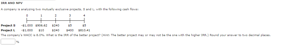 Solved IRR AND NPV A company is analyzing two mutually | Chegg.com