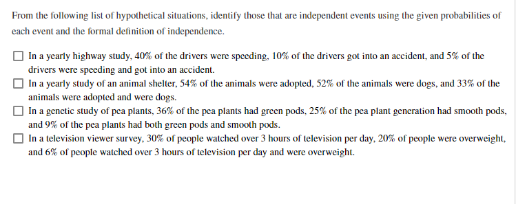 Solved From the following list of hypothetical situations, | Chegg.com