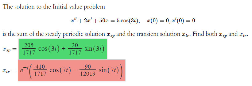 Solved The solution to the Initial value | Chegg.com