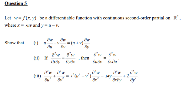Solved Let w=f(x,y) be a differentiable function with | Chegg.com