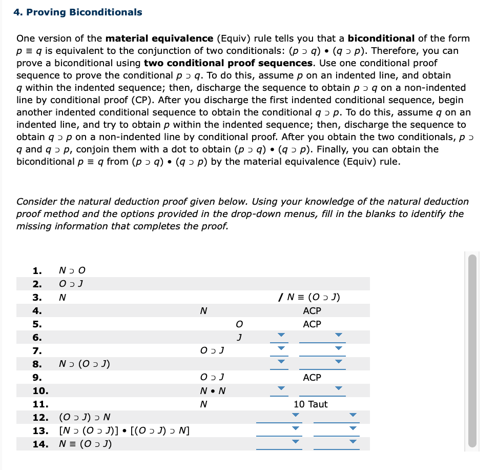 Solved 4. Proving Biconditionals One version of the material | Chegg.com