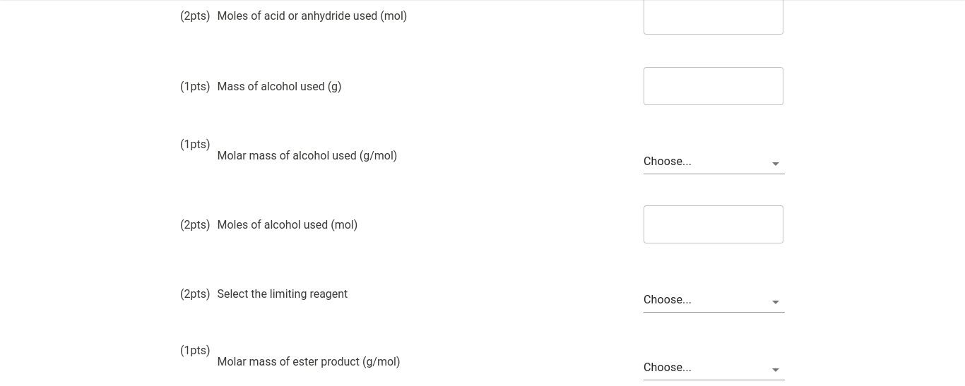 Report Table E.1: Synthesis of Esters Table view List | Chegg.com