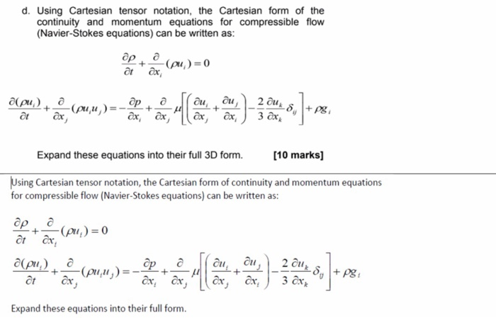 Solved D Using Cartesian Tensor Notation The Cartesian