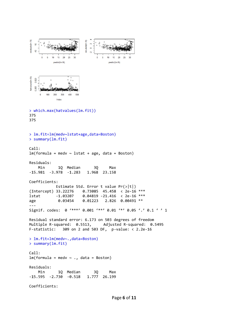R Lab 1 Assignment > library (MASS) > library (ISLR) | Chegg.com