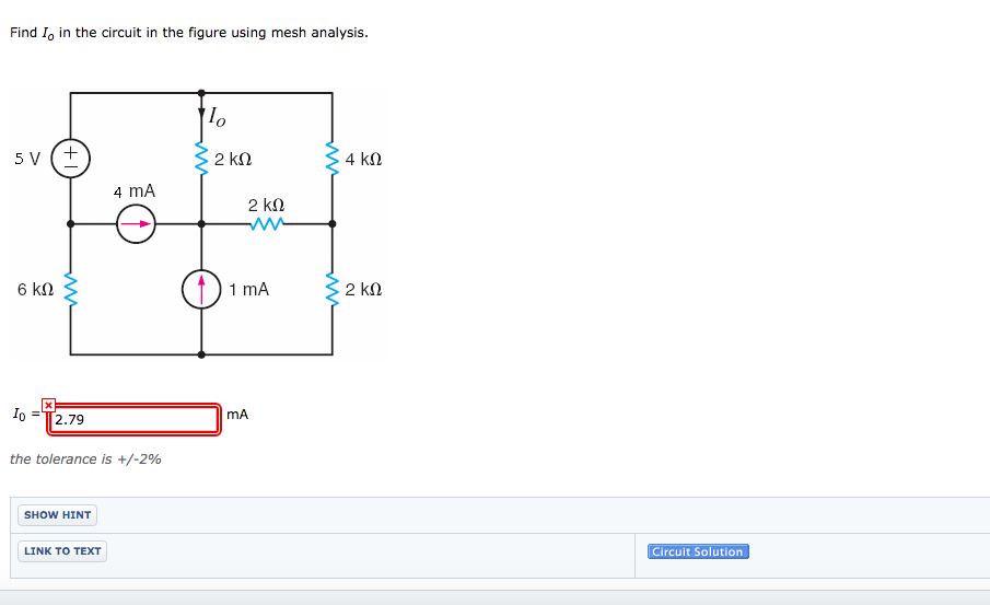 Solved Find Io in the circuit in the figure using mesh | Chegg.com