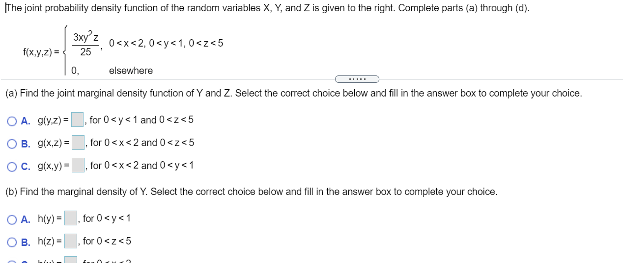 Solved The joint probability density function of the random | Chegg.com