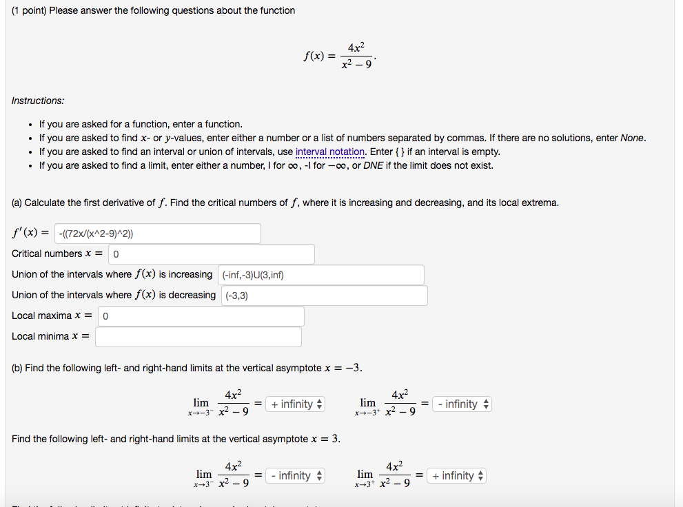 Solved (1 point) Please answer the following questions about | Chegg.com