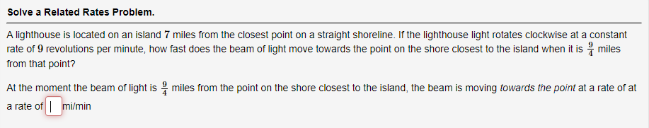 Solved Solve a Related Rates Problem. A lighthouse is | Chegg.com
