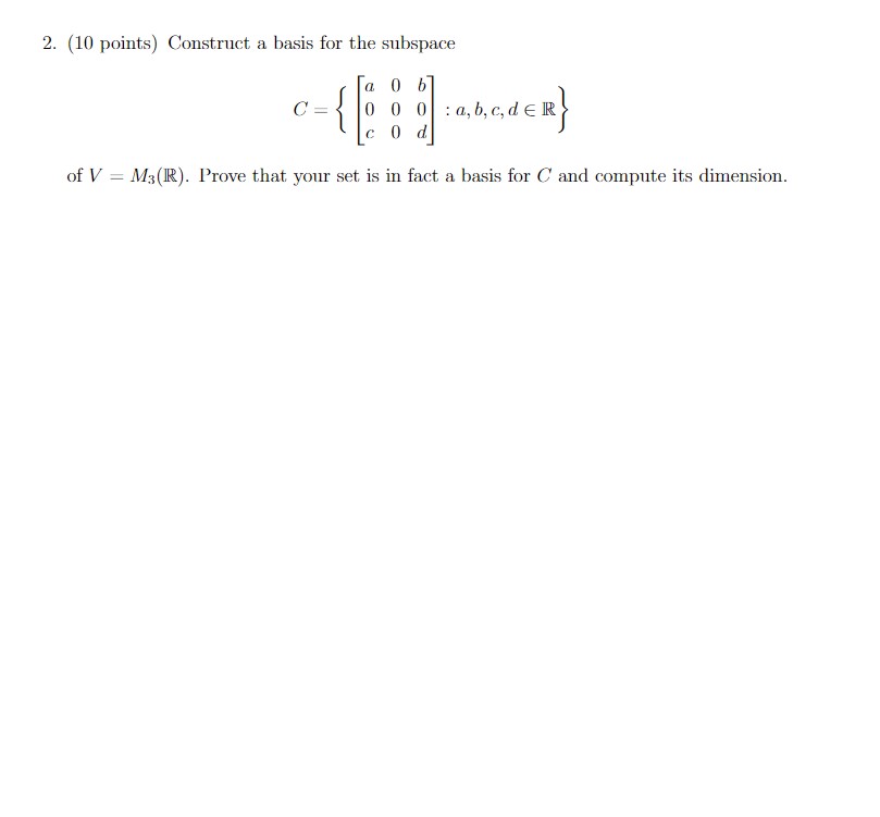 Solved (10 ﻿points) ﻿Construct a basis for the | Chegg.com