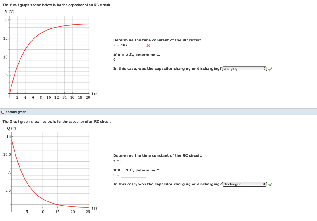 Solved The V vs t graph shown below is for the capacitor of | Chegg.com