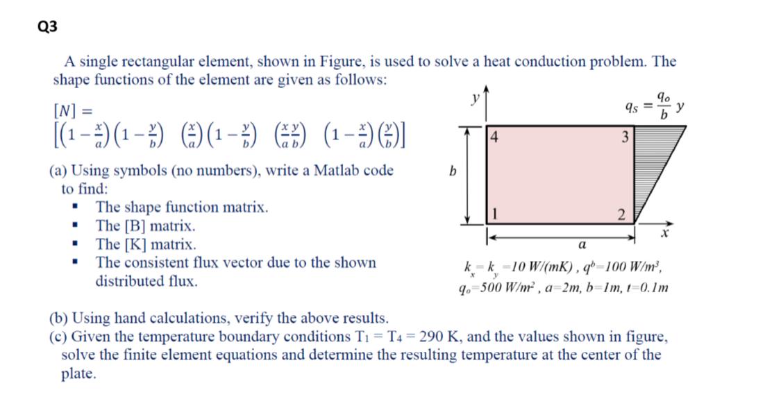 Q3 90 A single rectangular element, shown in Figure, | Chegg.com