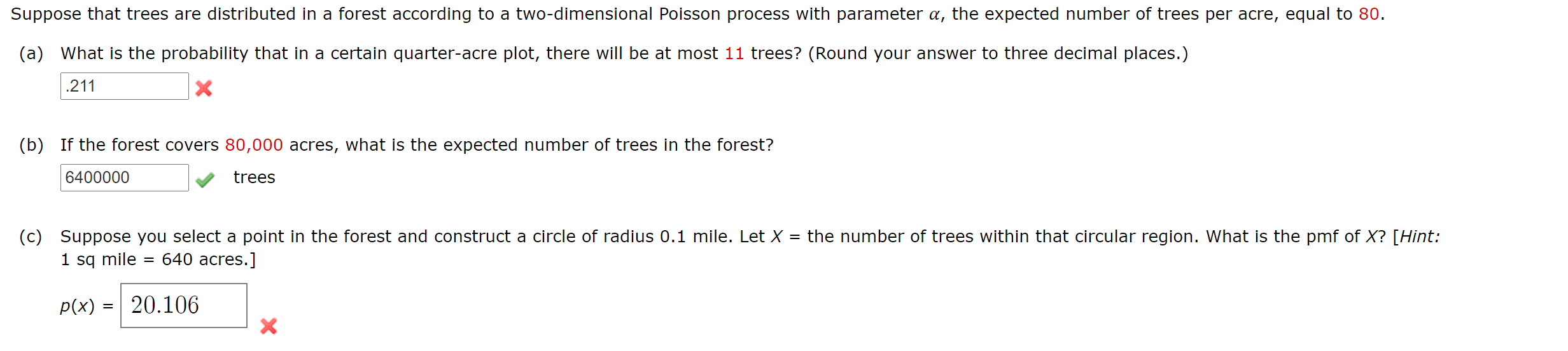 Solved Suppose that trees are distributed in a forest | Chegg.com