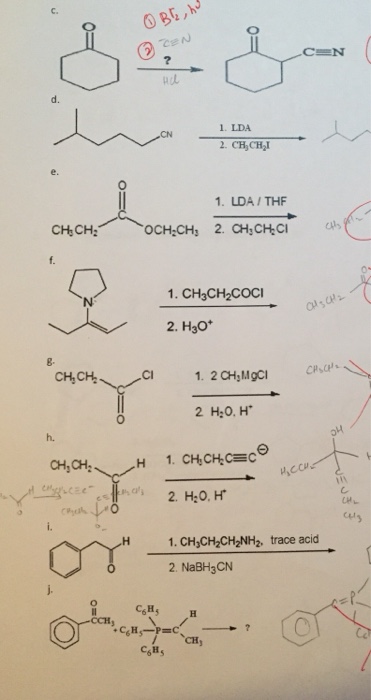 Solved 2 d. 1·LDA 2. CH,CH 0 1·LDA / THF CH:CH 1. CH3CH Coci | Chegg.com