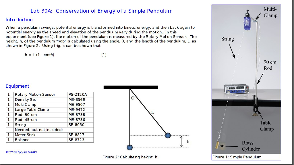 Solved Multi- Clamp Lab 30A Conservation of Energy of a | Chegg.com