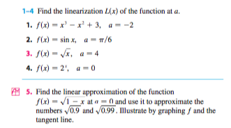 Solved 1-4 Find the linearization L(x) of the function at a | Chegg.com