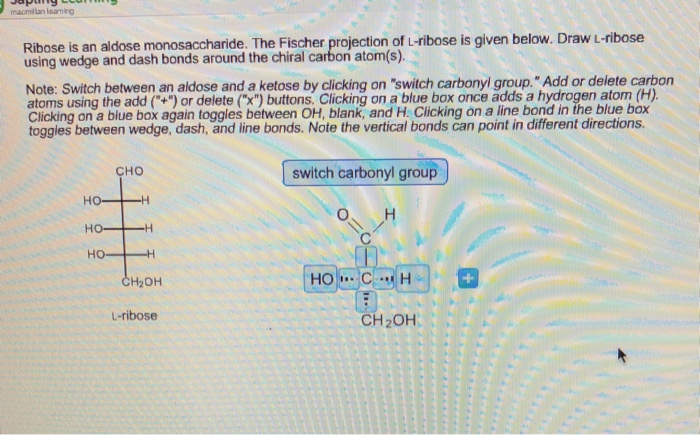 Solved macmilian learning Ribose is an aldose | Chegg.com