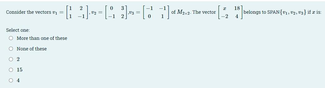 Solved Consider the vectors v1 = 22² +22 - 1 and v2 = -x2 – | Chegg.com