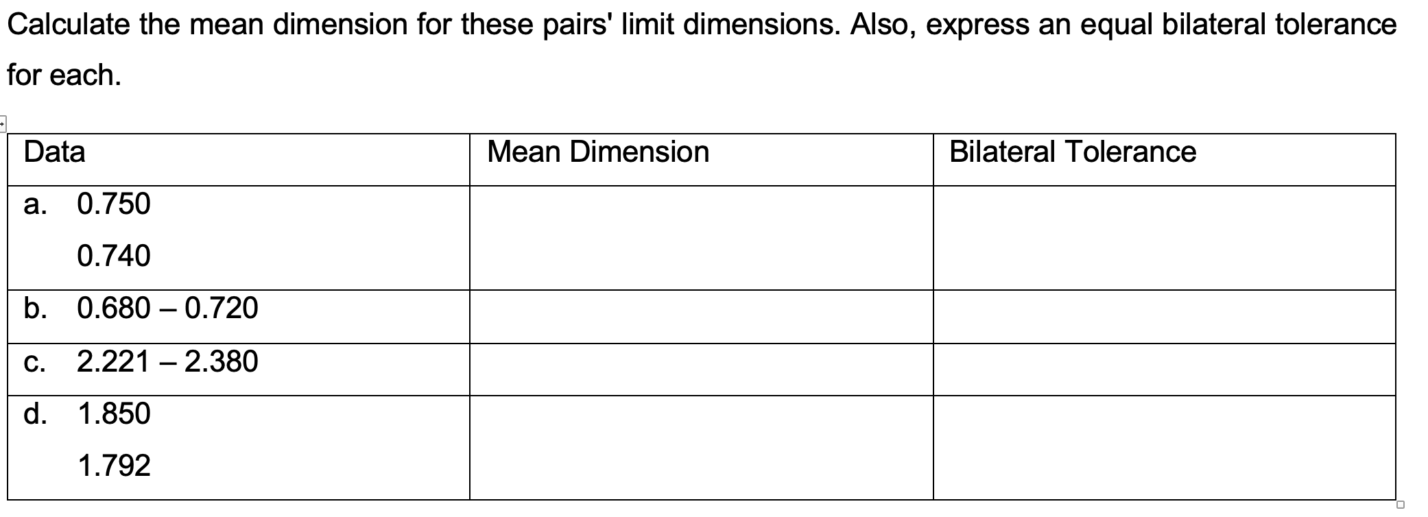 Solved Calculate the mean dimension for these pairs' limit | Chegg.com