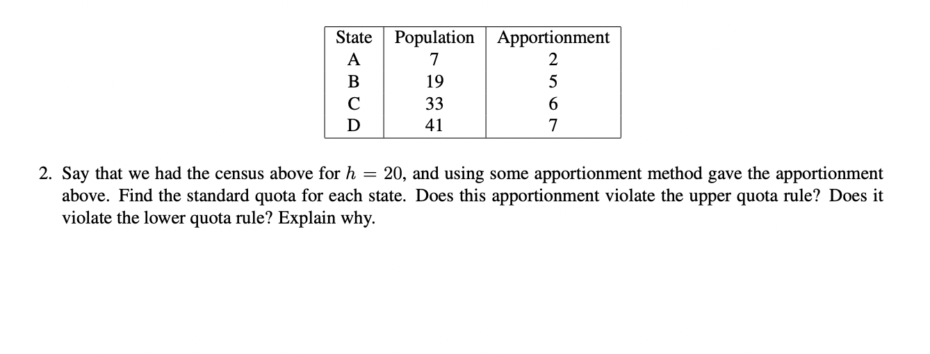 Solved 2. Say that we had the census above for h=20, and | Chegg.com