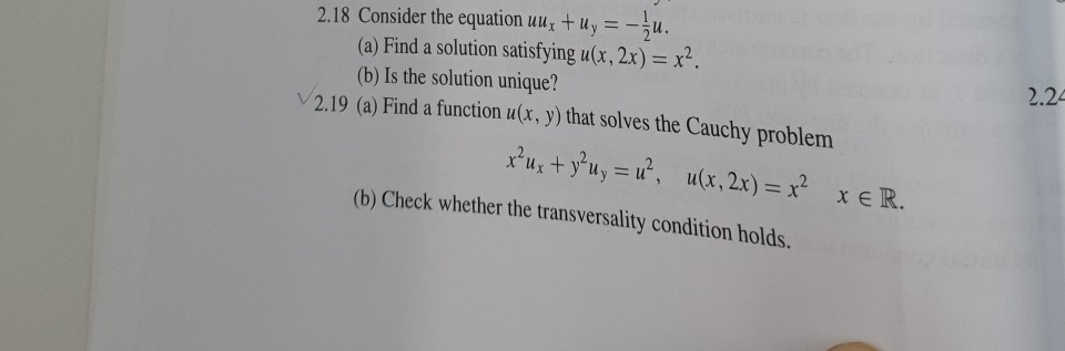 Solved 2.18 Consider the equation uux + uy = -ju. (a) Find a | Chegg.com