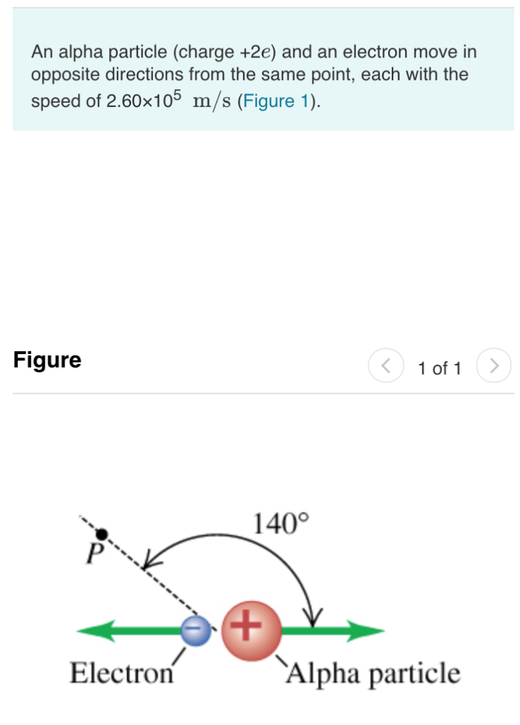 Solved An alpha particle (charge +2e) and an electron move | Chegg.com