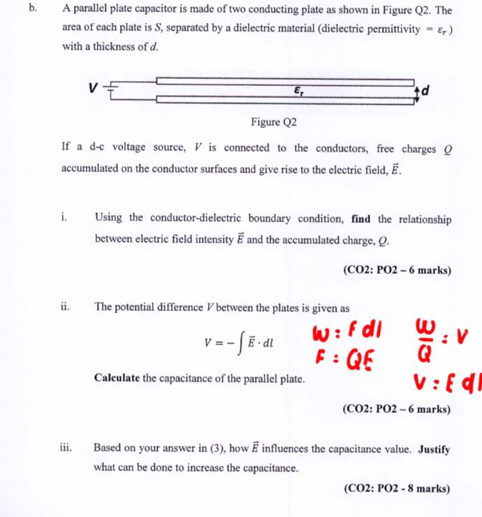 Solved A parallel plate capacitor is made of two conducting | Chegg.com