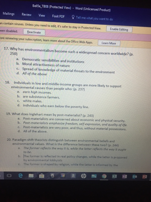 Solved Bellse TB08 (Protected View) - Word (Unlicensed | Chegg.com